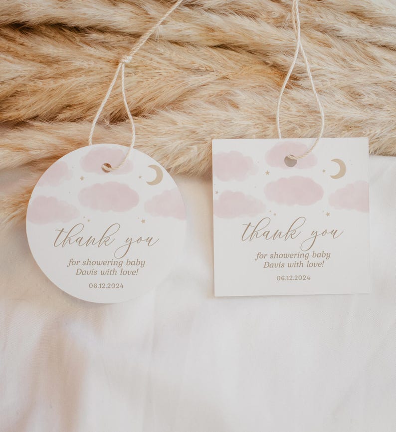 Moon and Stars Baby Shower Favor Tag, Over the Moon Baby Shower ...