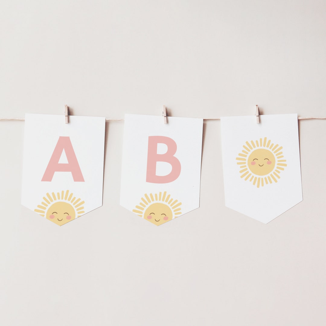 Editable Sunshine Birthday Banner Template, Printable Little Sunshine ...