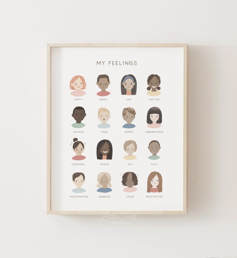 Rainbow Feelings Chart Emotions Print PRINTABLE Wall Art | Etsy