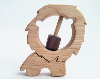 Wood Bird Rattle, Natural Baby Toy, Handmade Wooden Newborn Animal ...