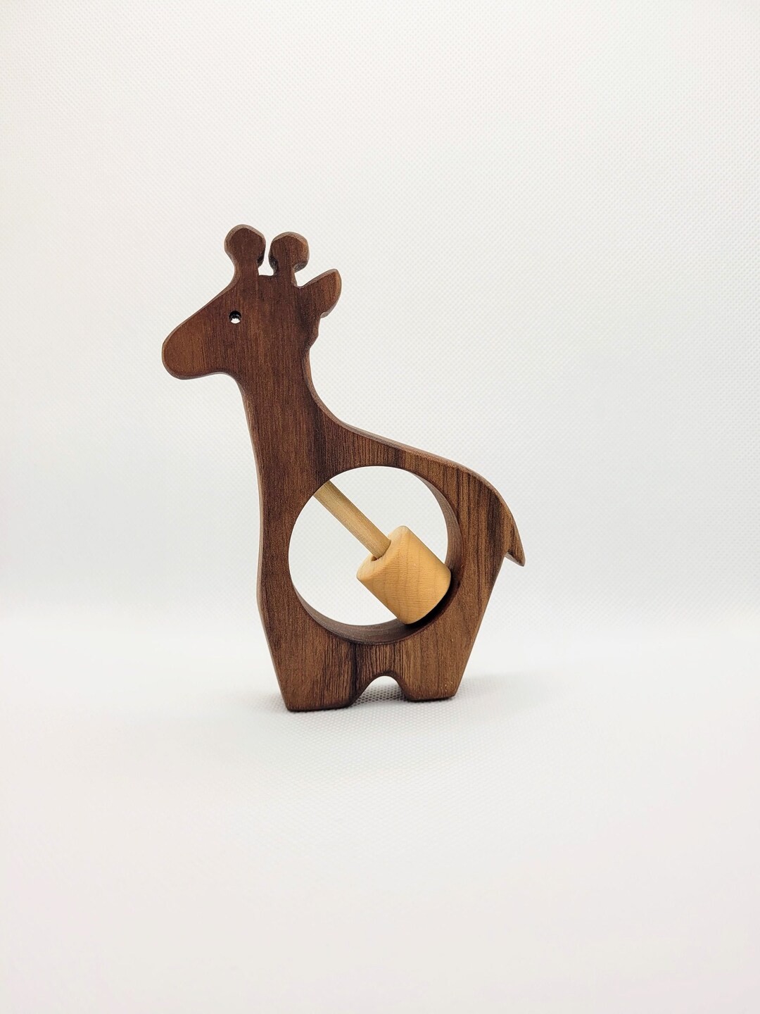 Wood Giraffe Rattle, Natural Baby Toy, Handmade Wooden Newborn Animal ...