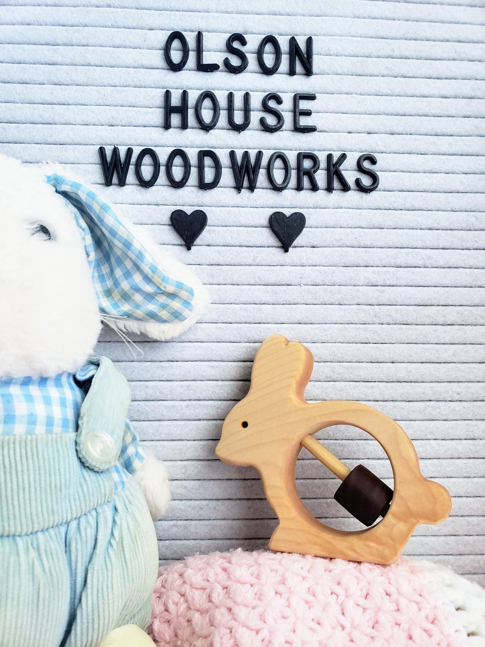 Wood Bunny Rabbit Rattle, Natural Baby Toy, Handmade Wooden Newborn ...