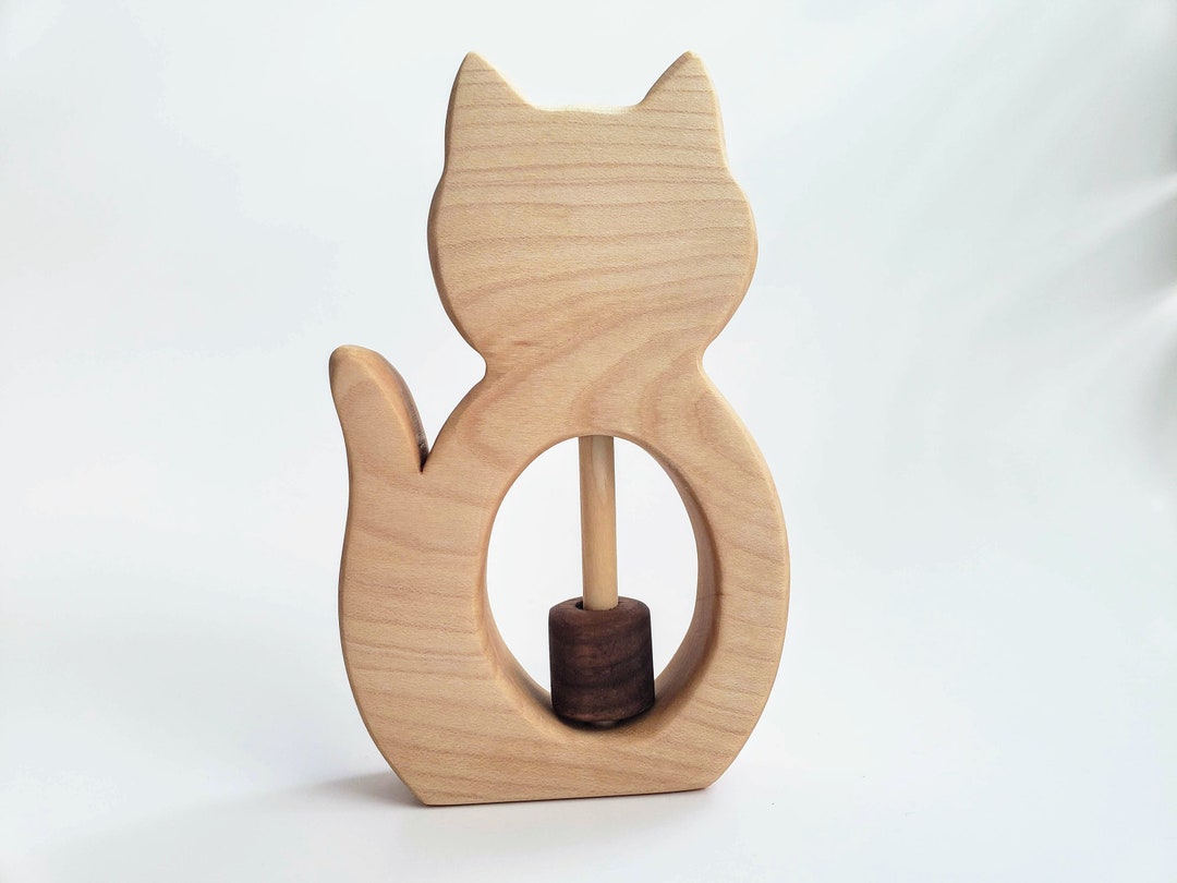 Wood Cat Rattle Natural Baby Toy Handmade Wooden Newborn - Etsy.de