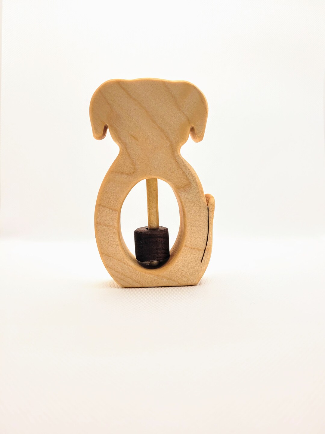 Wood Dog Rattle, Natural Baby Toy, Handmade Wooden Newborn Animal ...