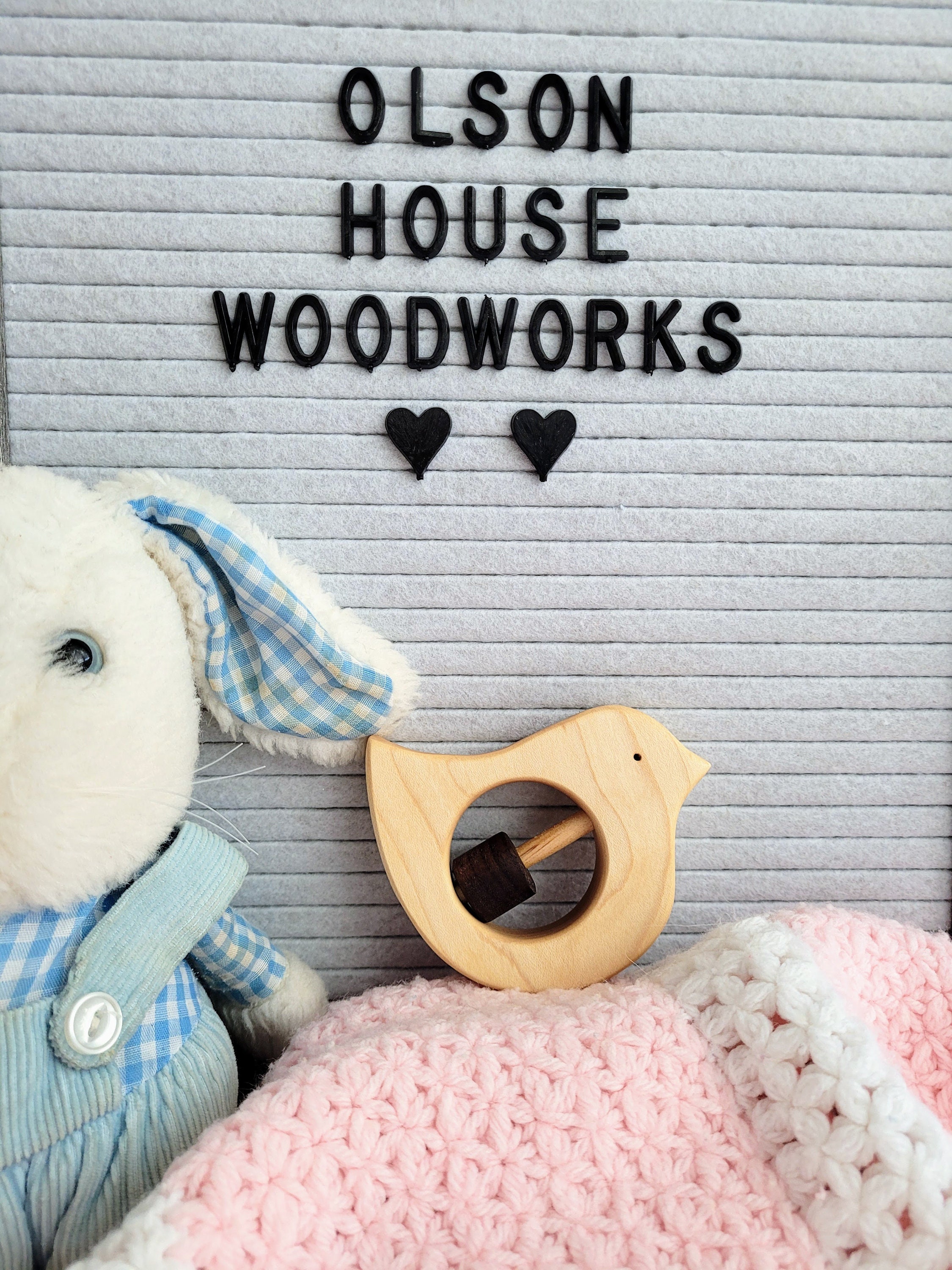 Wood Bird Rattle, Natural Baby Toy, Handmade Wooden Newborn Animal ...