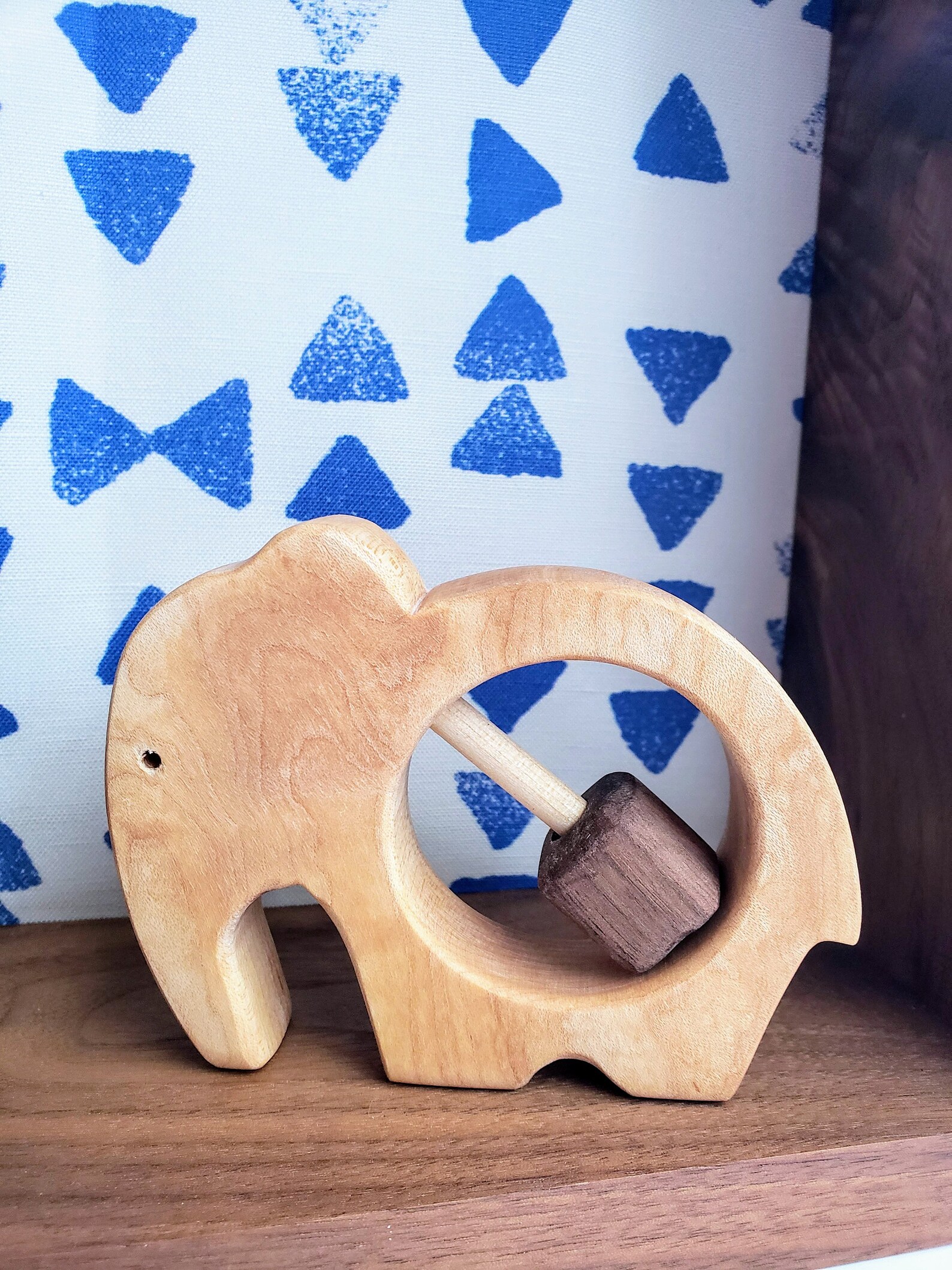 Wood Elephant Rattle, Natural Baby Toy, Handmade Wooden Newborn Animal ...