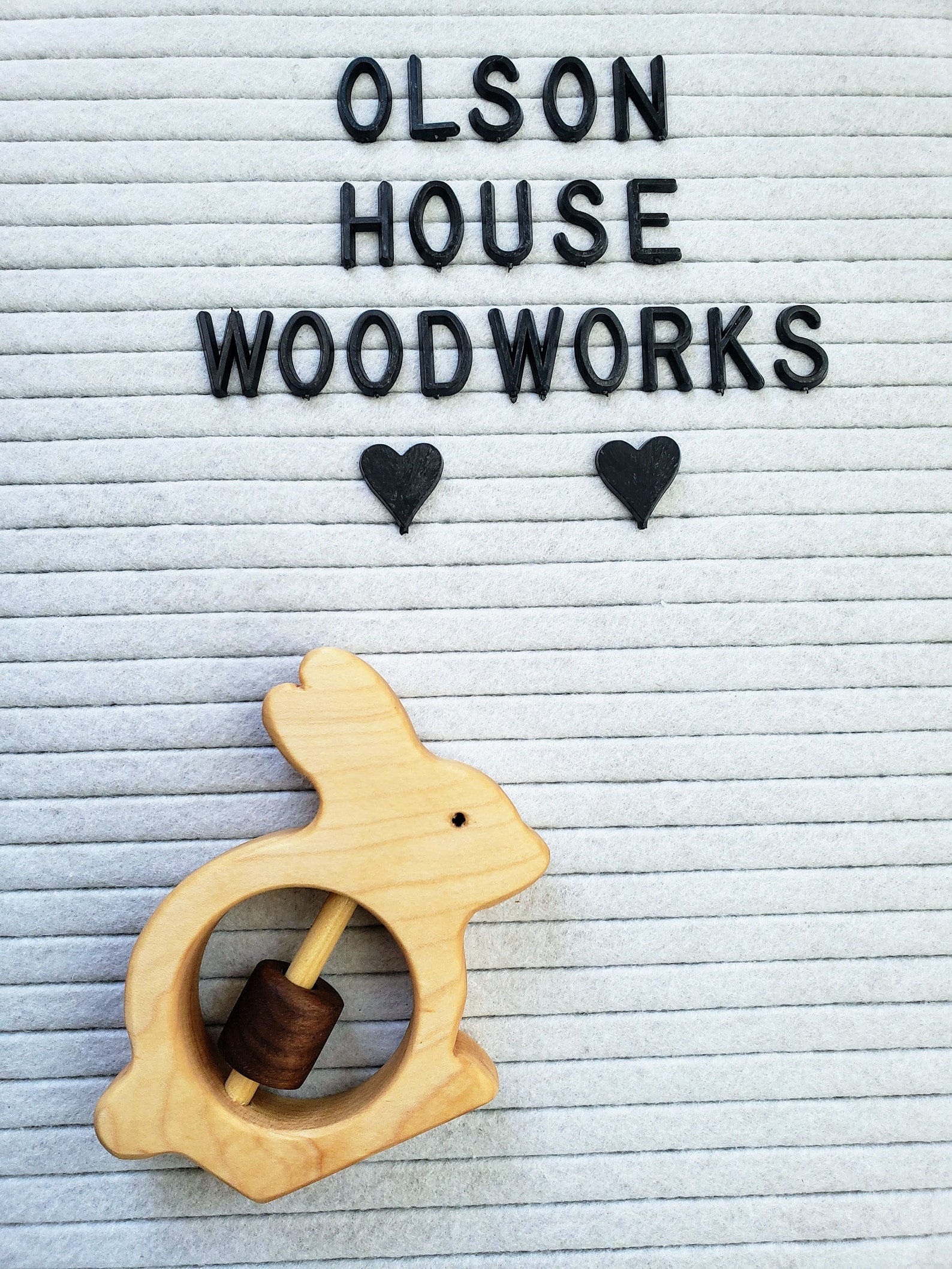 Wood Bunny Rabbit Rattle, Natural Baby Toy, Handmade Wooden Newborn ...