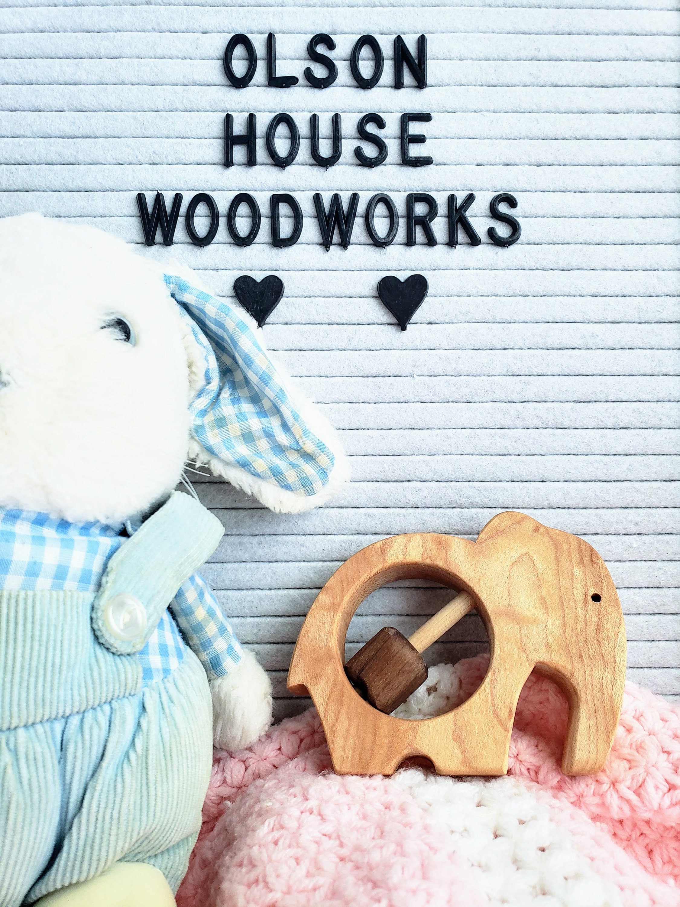 Wood Elephant Rattle, Natural Baby Toy, Handmade Wooden Newborn Animal ...