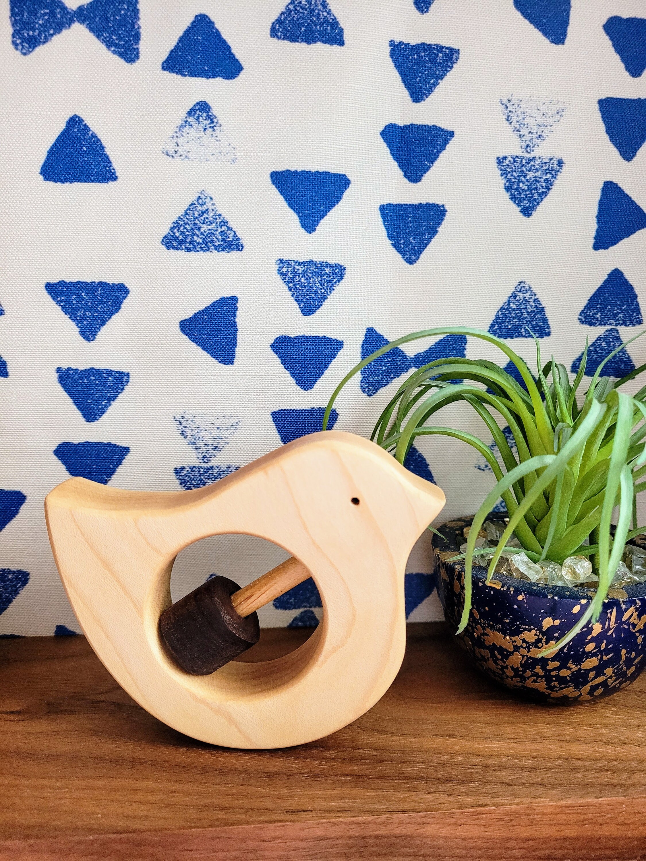 Wood Bird Rattle, Natural Baby Toy, Handmade Wooden Newborn Animal ...