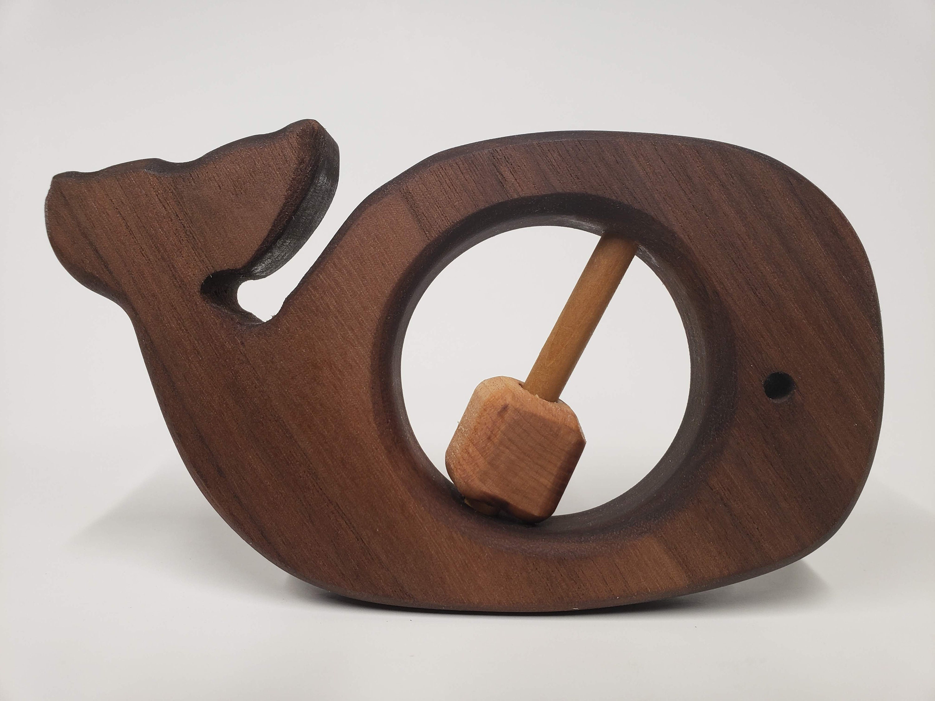 Wood Whale Rattle, Natural Baby Toy, Handmade Wooden Newborn Animal ...