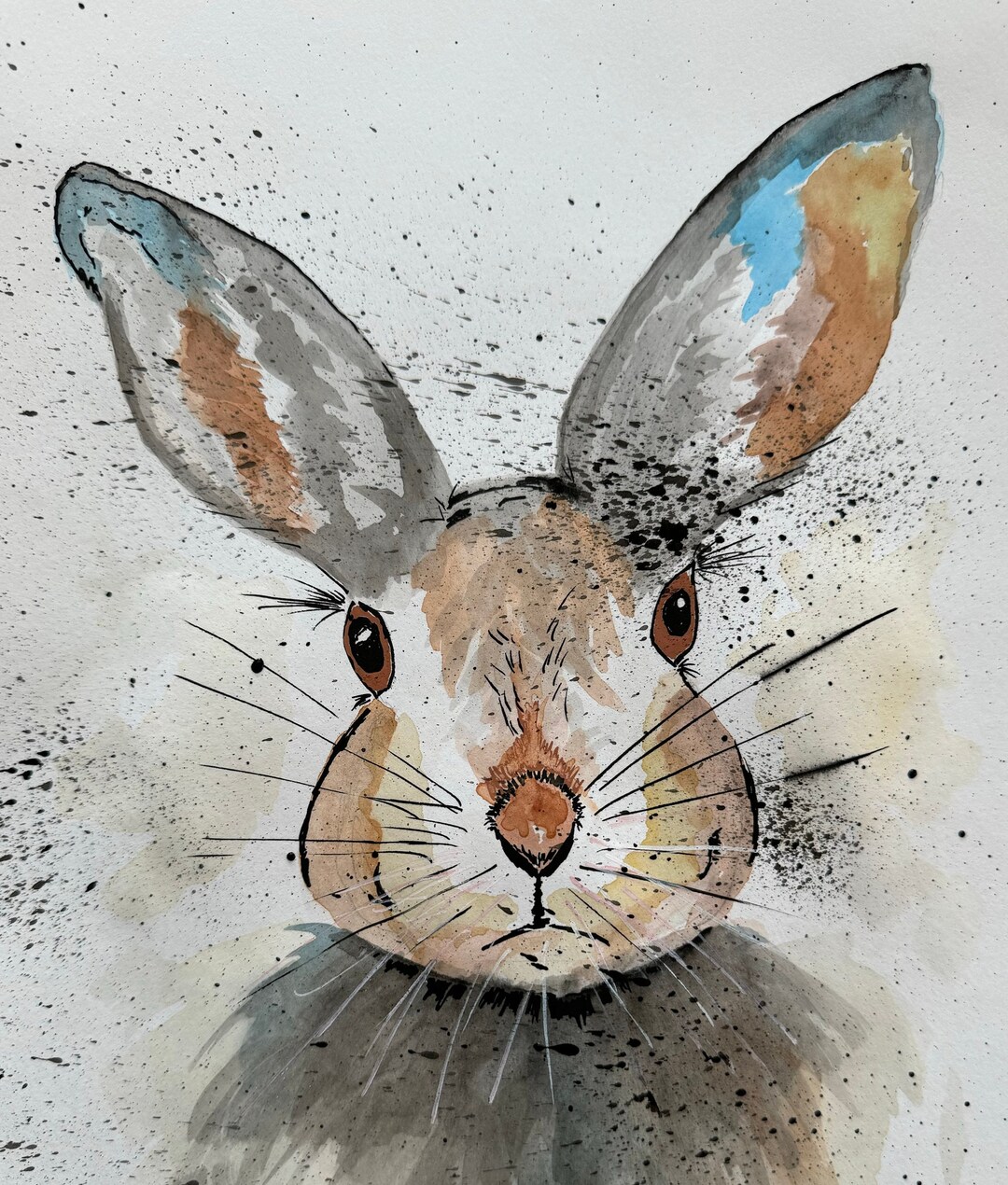 Original Signed Watercolor Bunny, 9x12 Print Matted in 11x14 Frame - Etsy