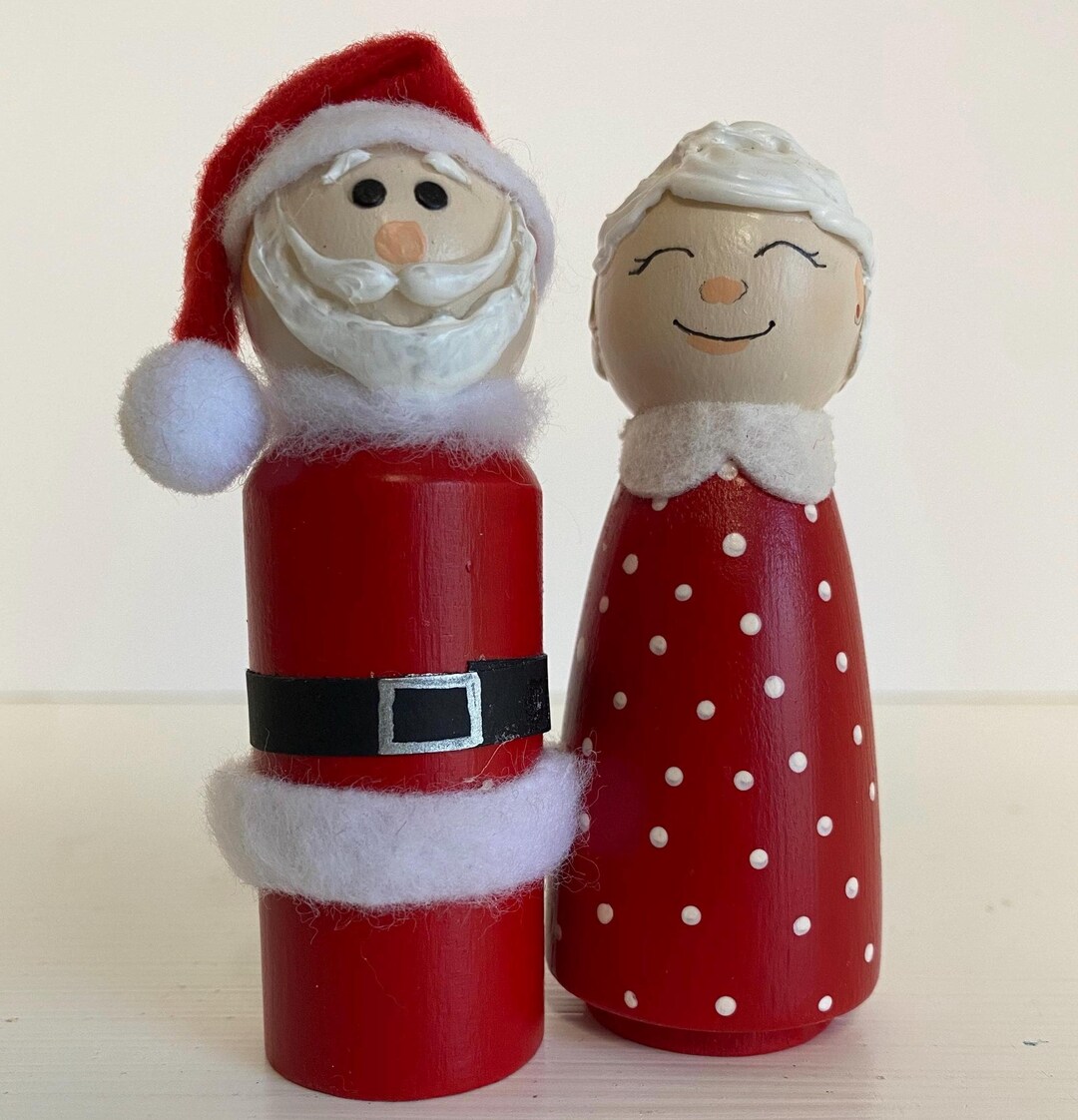 Santa Claus and Mrs. Claus Christmas Peg Doll Set of 2 3.5 Tall - Etsy