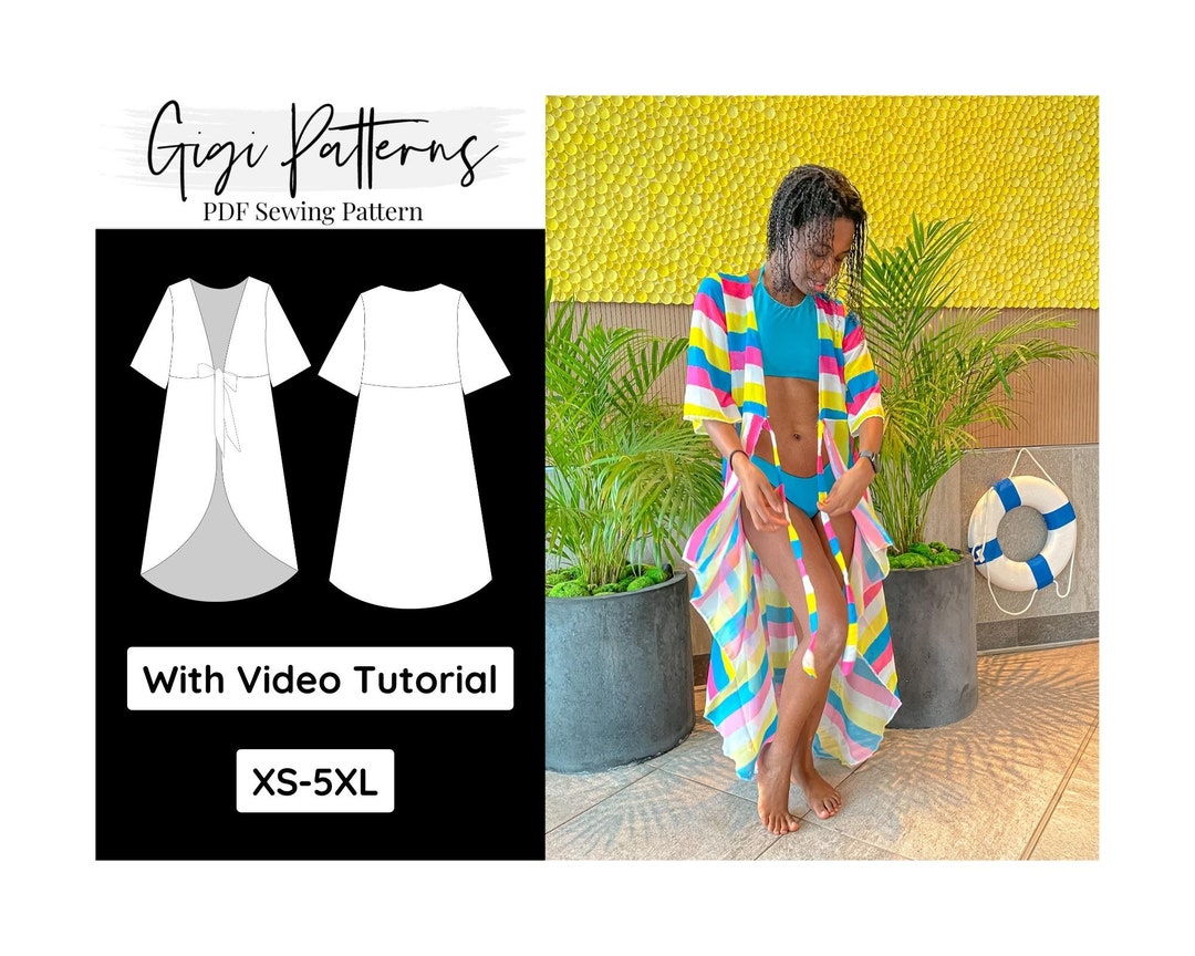 Short Sleeves Swimsuit Coverup Pattern Beach Coverup Pattern Swimsuit ...