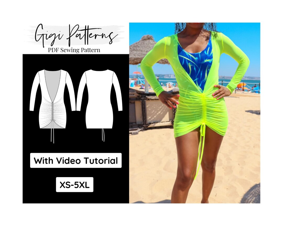 Long Sleeves Swimsuit Coverup Pattern Beach Coverup Pattern - Etsy