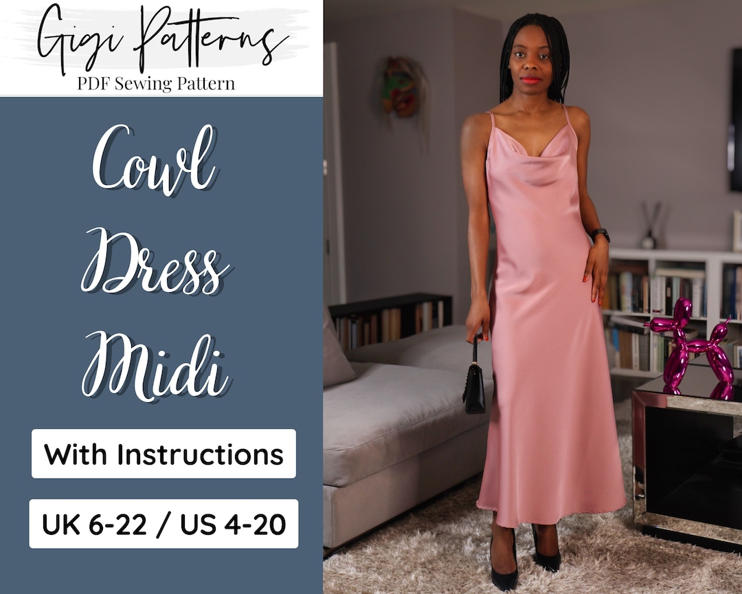 Cowl Dress Pattern | Prom Dress Pattern | Slip Dress Pattern | Easy ...