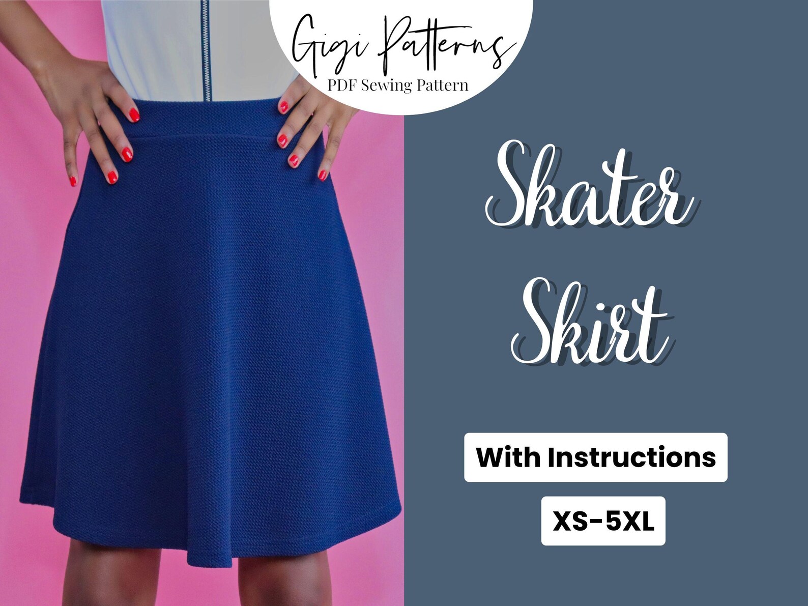 High Waist Skater Skirt Sewing Pattern | Flare Skirt Pattern | Skirt ...