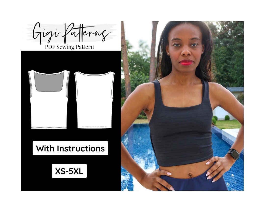 Square Neck Top Sewing Pattern Women Crop Top Pattern - Etsy Australia