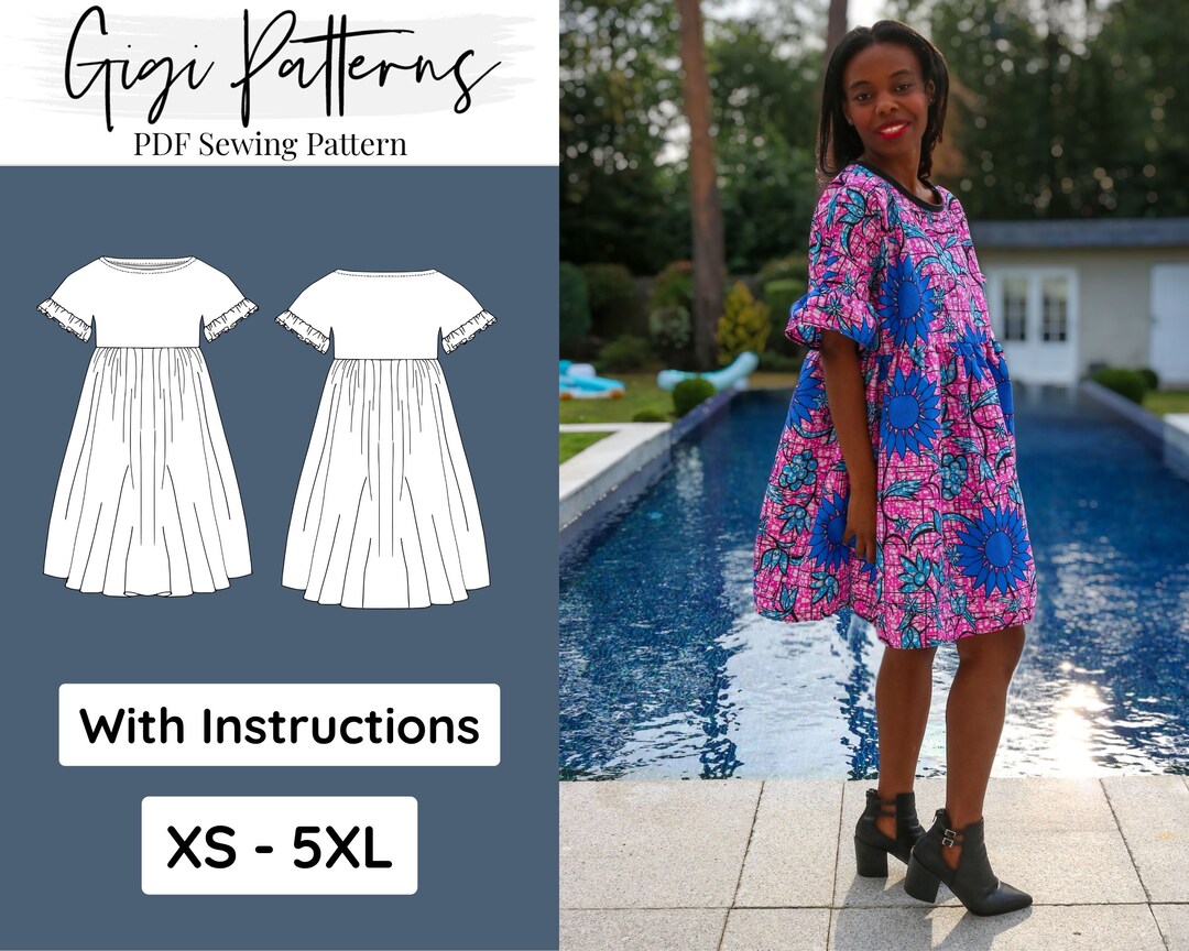 Mini Dress Pattern Dress Patterns for Women Smock Dress Pattern Summer ...