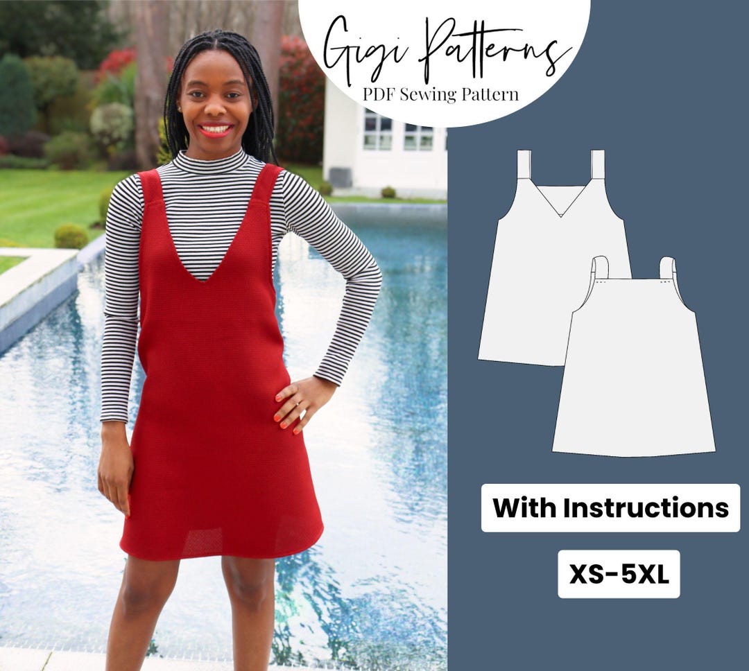 Pinafore Dress Pattern Pdf | Overall Dress Sewing Pattern for Women ...
