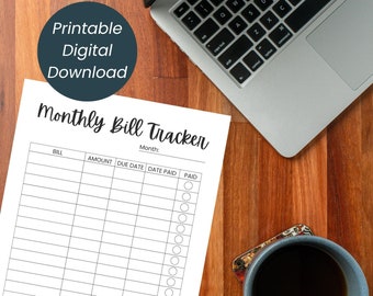 Bill Tracker, Monthly Bill Tracker Printable, Digital Bill Tracker ...