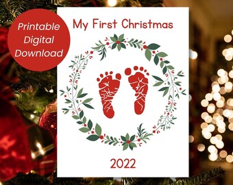 Printable Christmas Footprint Art - Etsy