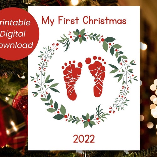 Reindeer Footprint Craft Christmas Art Template Printable - Etsy