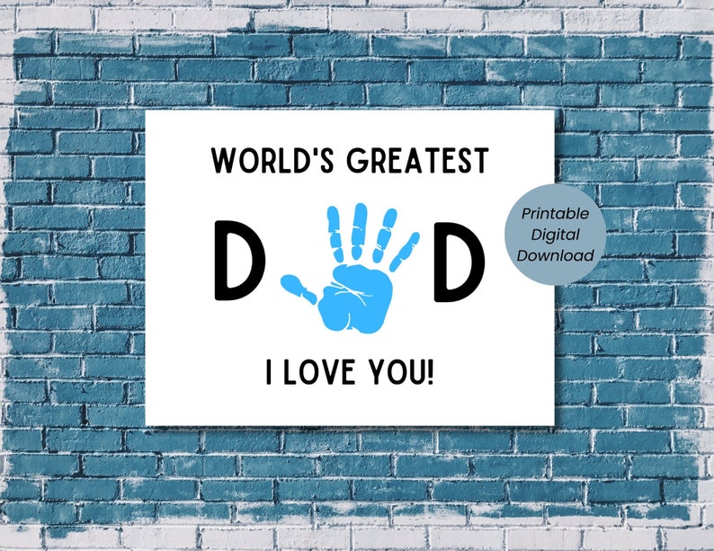 World's Greatest Dad Handprint Art, Father's Day Kid's Craft, Father's ...