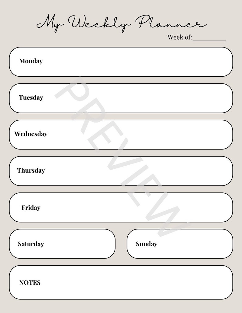 Weekly Planner Printable, Weekly Planner to Do List, Weekly Organizer ...