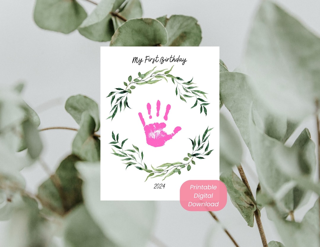 My First Birthday Handprint Keepsake, My First Birthday Handprint Art ...