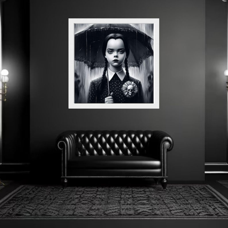 Moody Wednesday Addams Original Art, Instant Download, Wall Art, Kids ...
