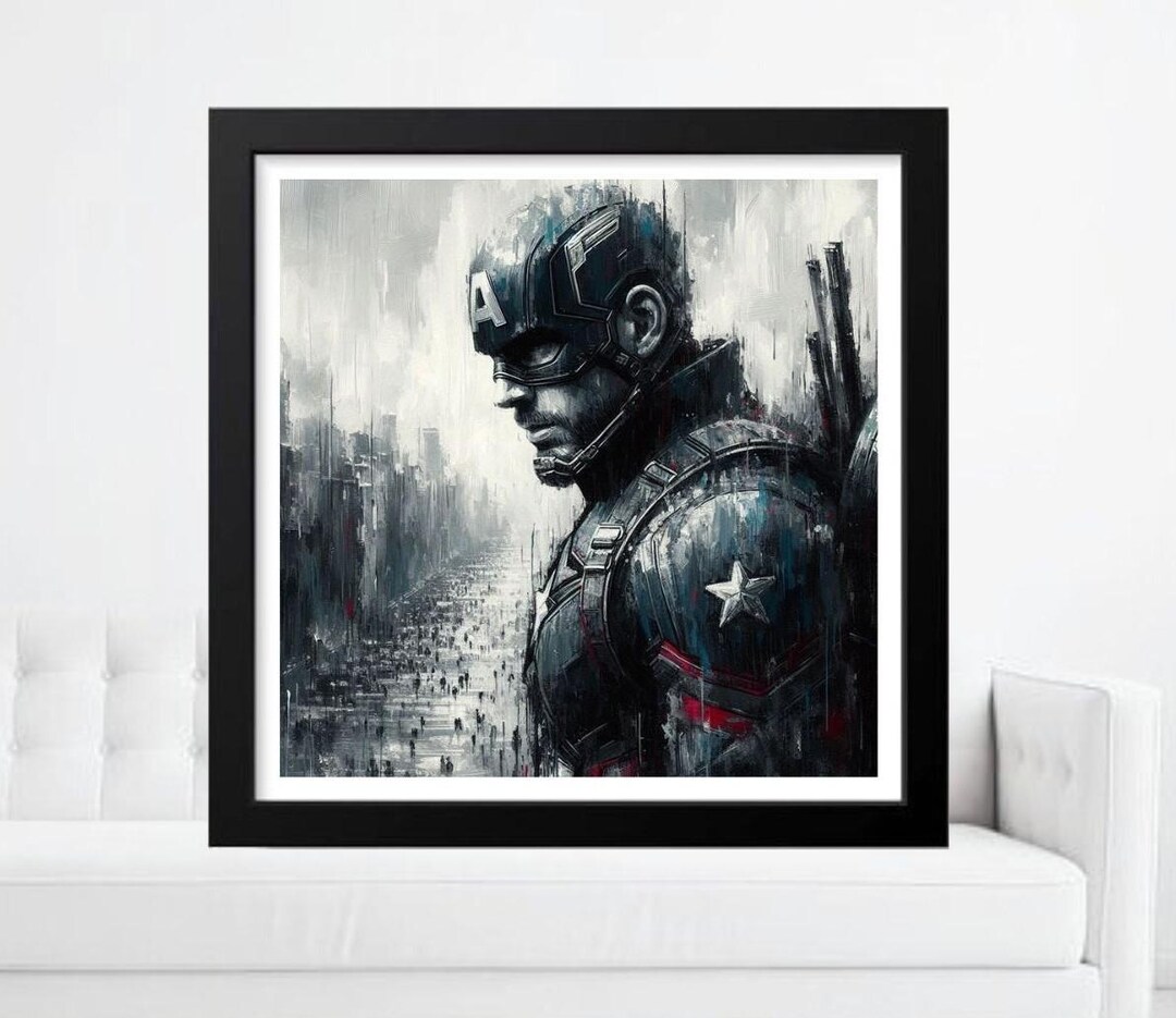 Captain America Original Art, Abstract Art, Watercolour Oil Art ...