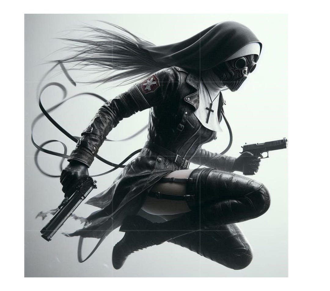 Original Art Nun Apocalypse Guns and Garter Smut Steampunk Action ...
