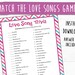 Love Songs Matching Game | Instant Download | Love Song Trivia ...