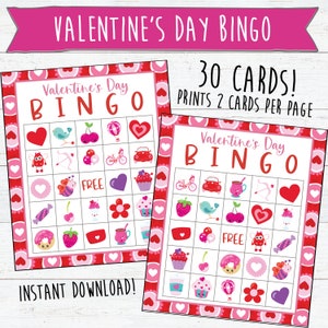 Valentine's Day CUTE BINGO Game, Printable Valentine's Day Game ...