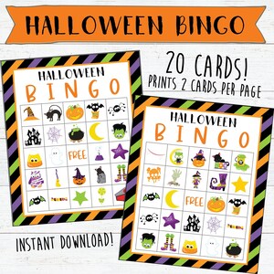 Halloween Bingo Cards 20 Cards Instant Download and Print - Etsy