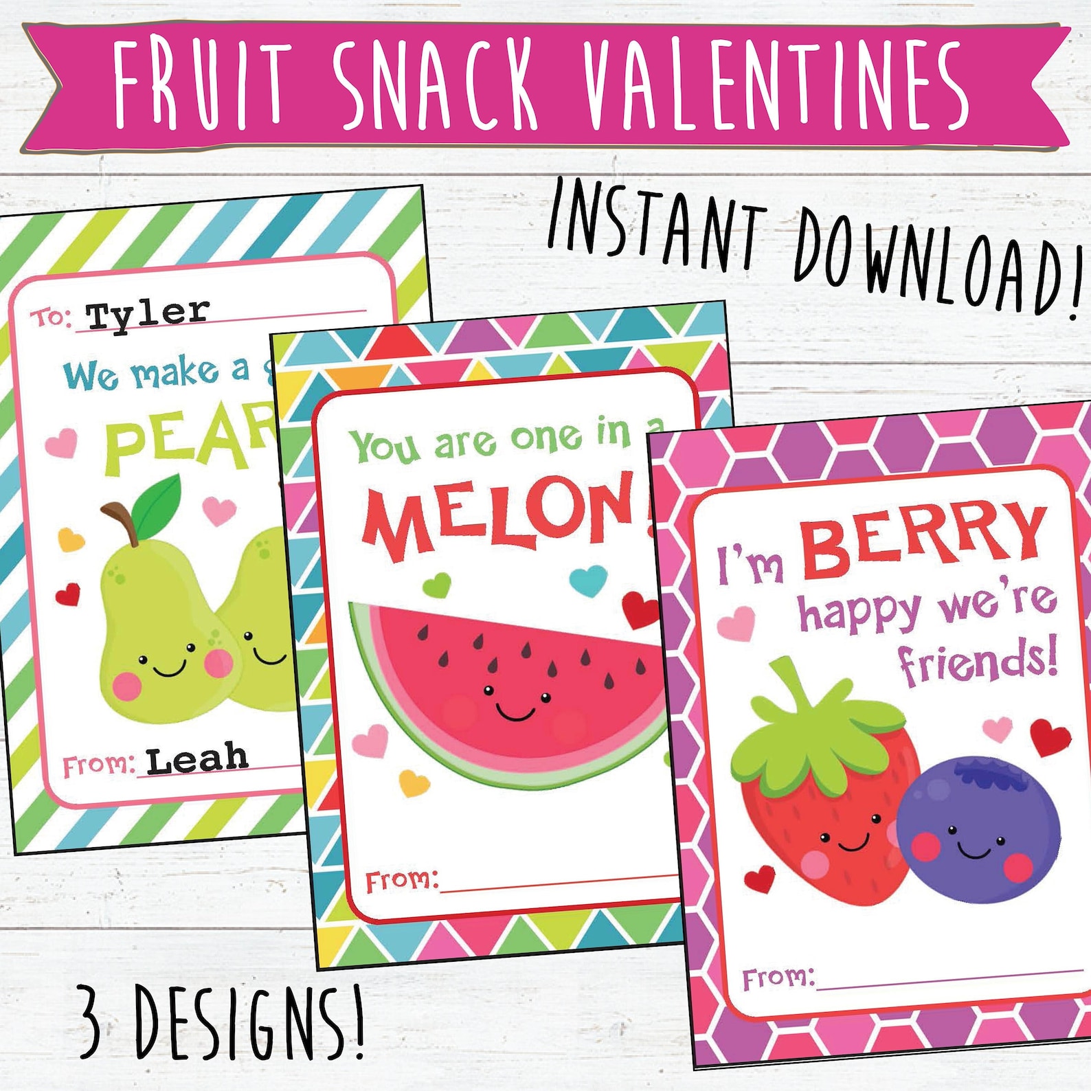 Fruit Snacks Valentine's Tag, Valentine's Day Cards for Kids, Classroom ...