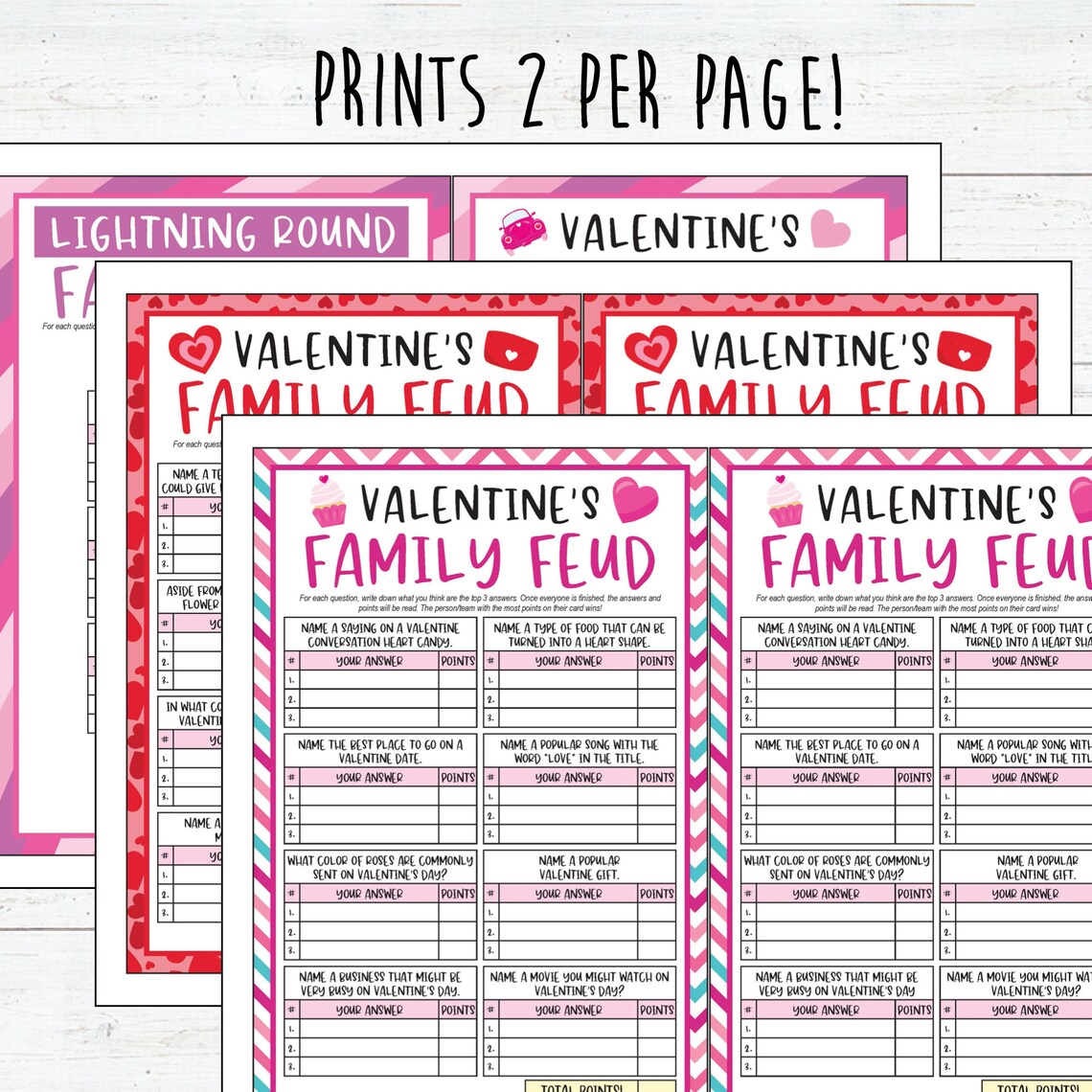 Valentine's Family Feud Game, 16 Questions and Lightning Round ...