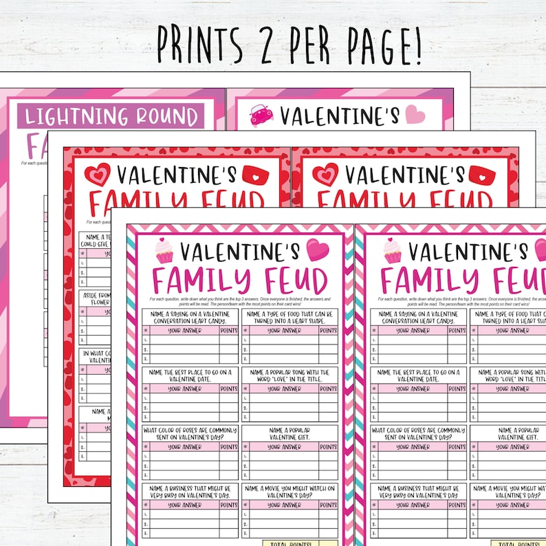 Valentine's Family Feud Game, 16 Questions and Lightning Round ...