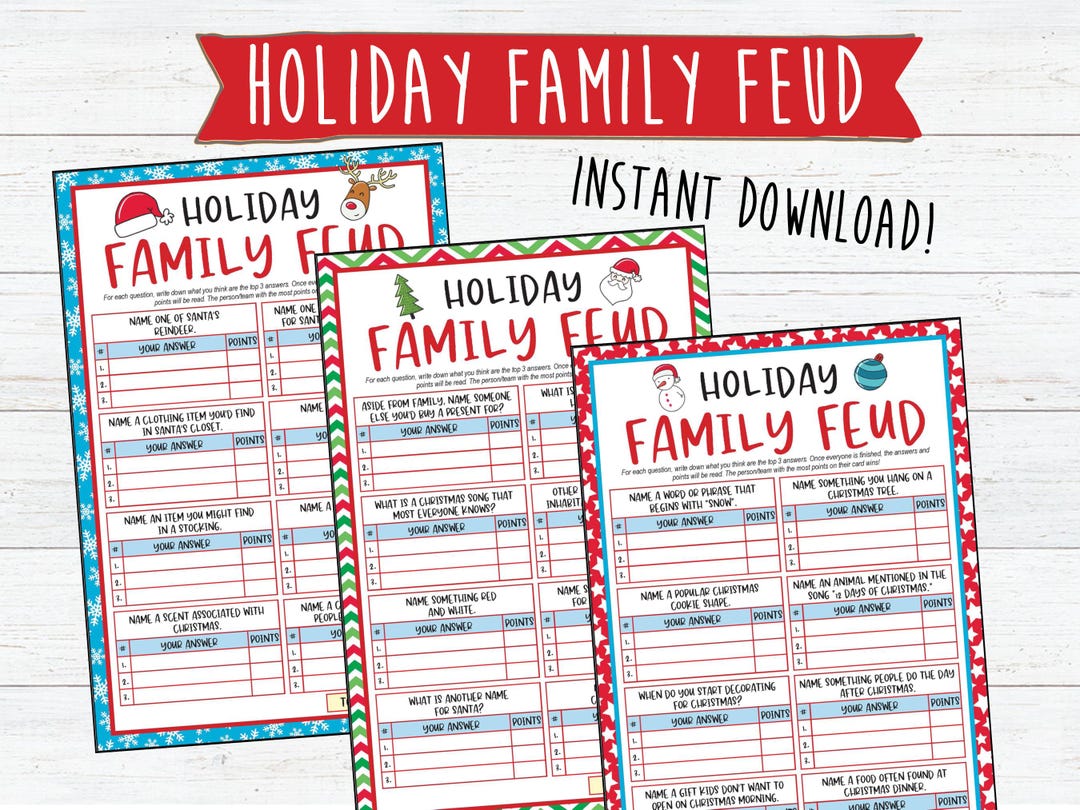 Christmas Family Feud Game | 24 Questions and Lightning Round ...