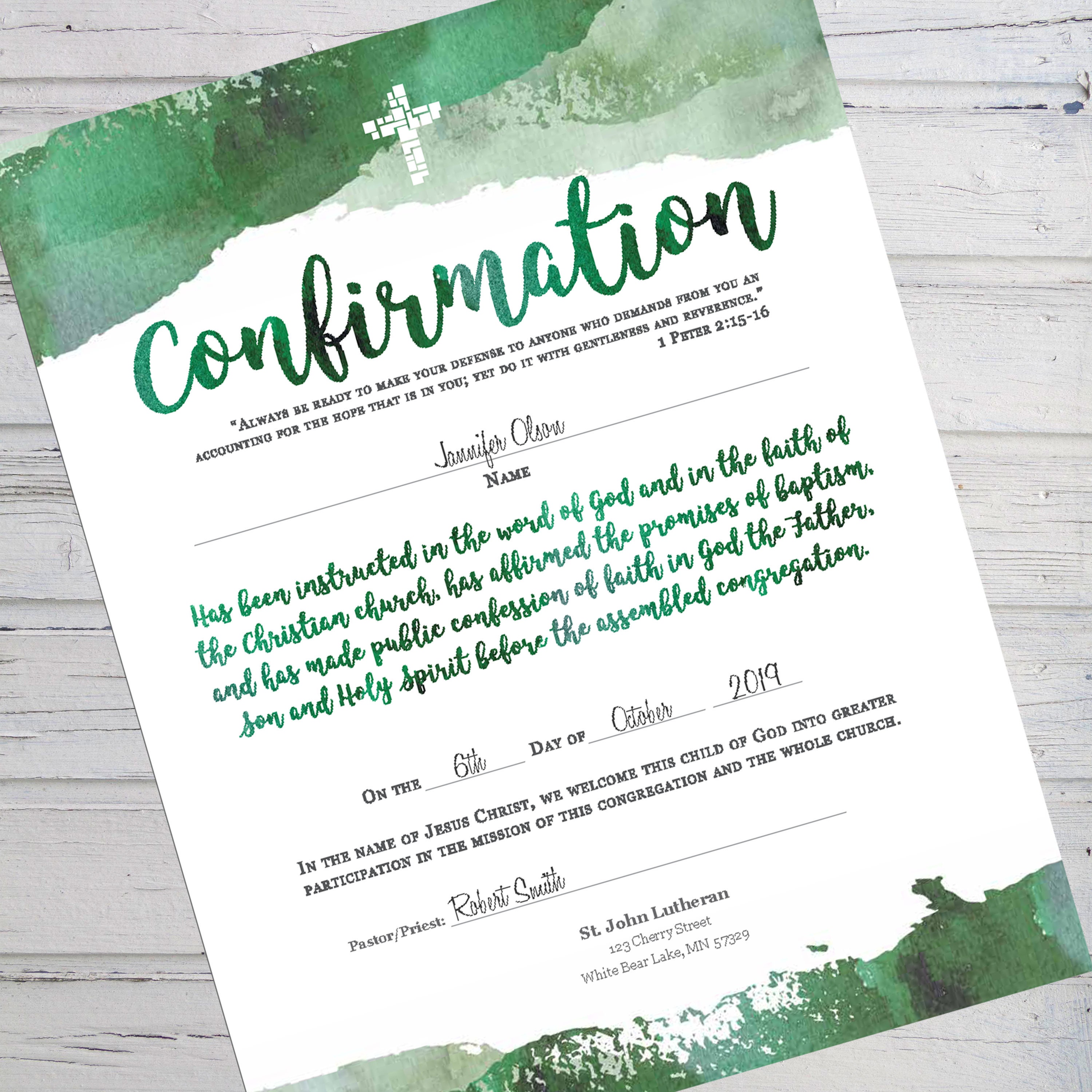 Confirmation Certificates Templates