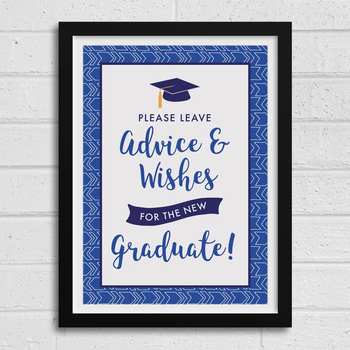 Graduate Advice and Wishes Cards With Matching Sign - PRINTABLE - Blue ...