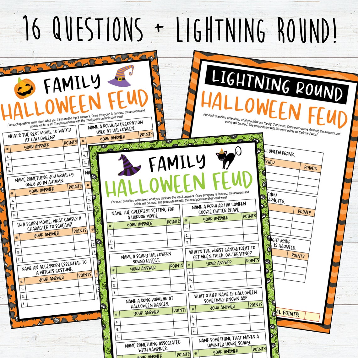 Family Halloween Feud Game | Halloween Games | 16 Questions and ...