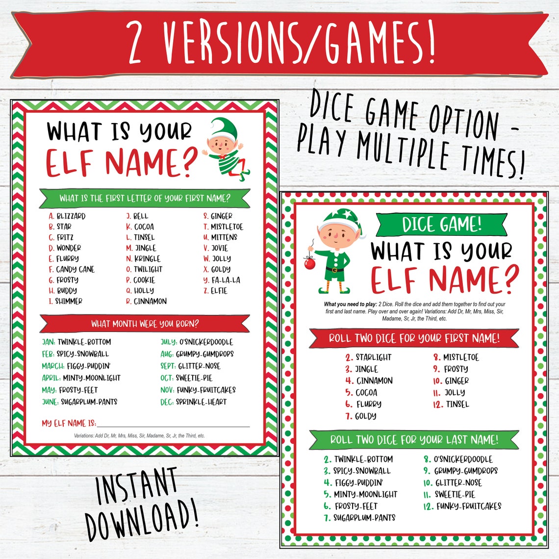 What's Your Elf Name Dice Game | Funny Christmas Games for Kids ...
