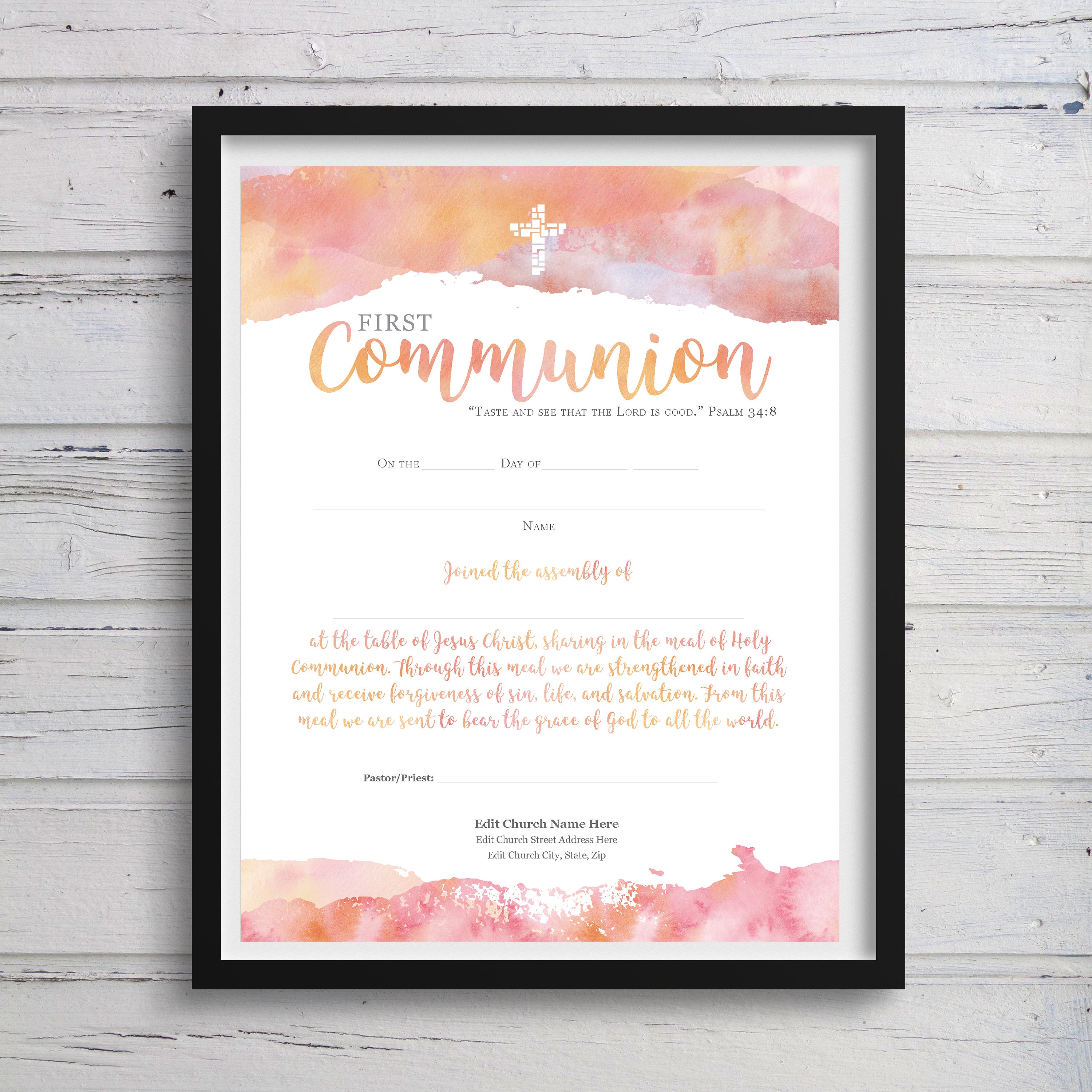 Certificado de Primera Comunión / Editable e imprimible / Descarga ...