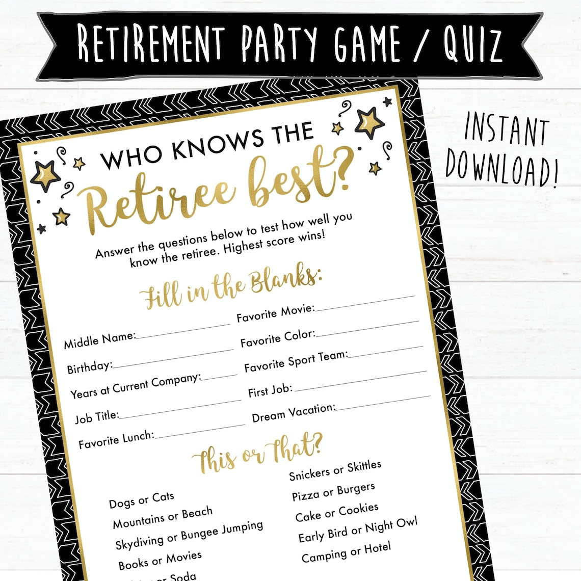 Retirement Party Games Printable | Who Knows the Retiree Best Game ...