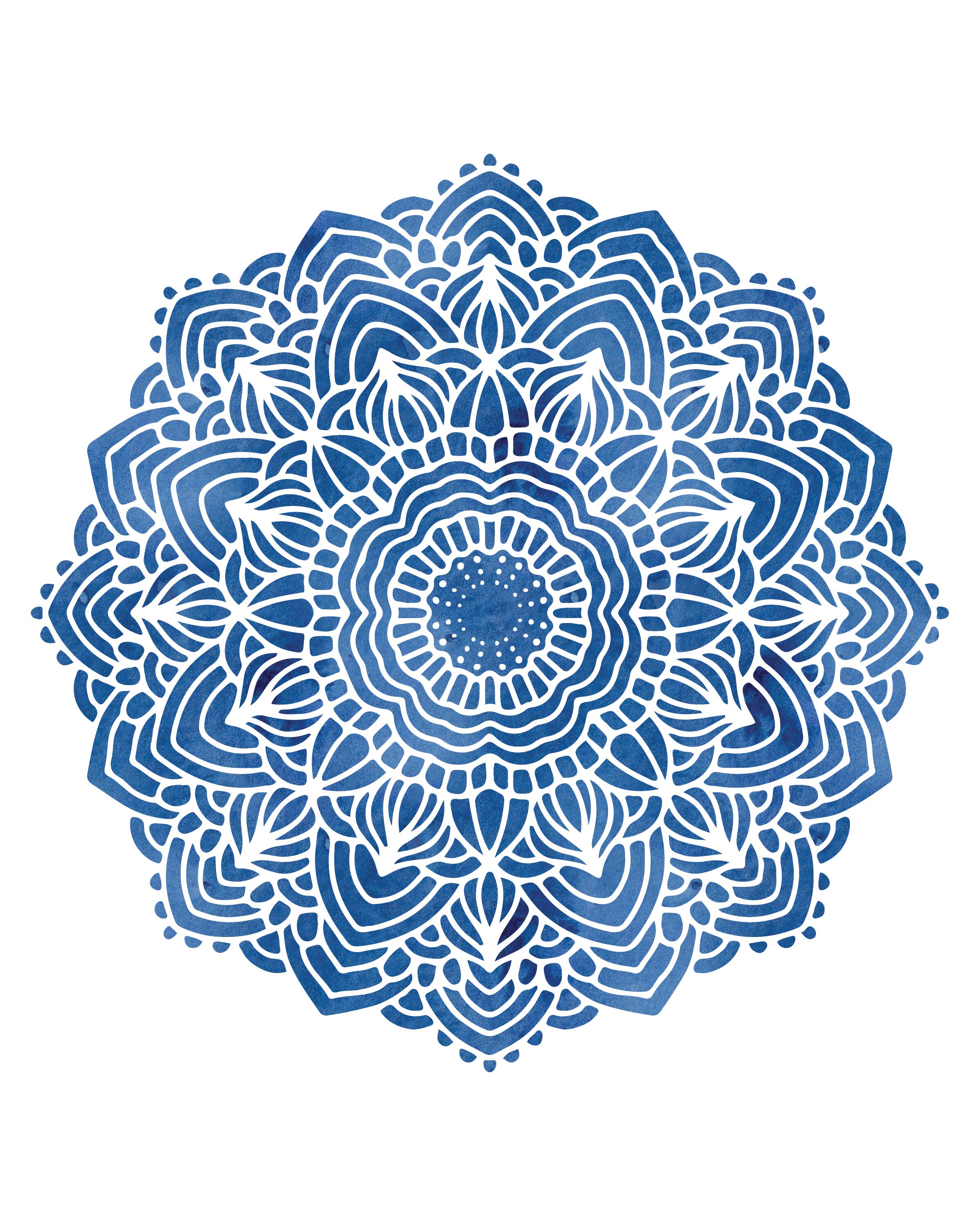 Watercolor Blue Mandala Printable Wall Art | Sacred Geometry | Indigo ...