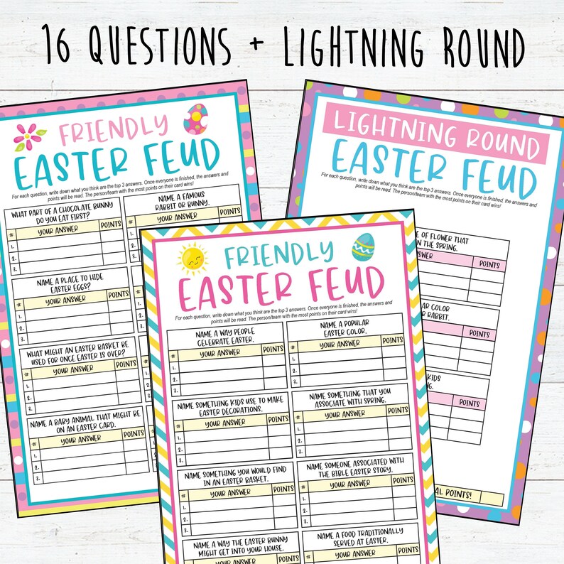 Easter Family Feud Game | Easter Printable Games | 16 Questions and ...