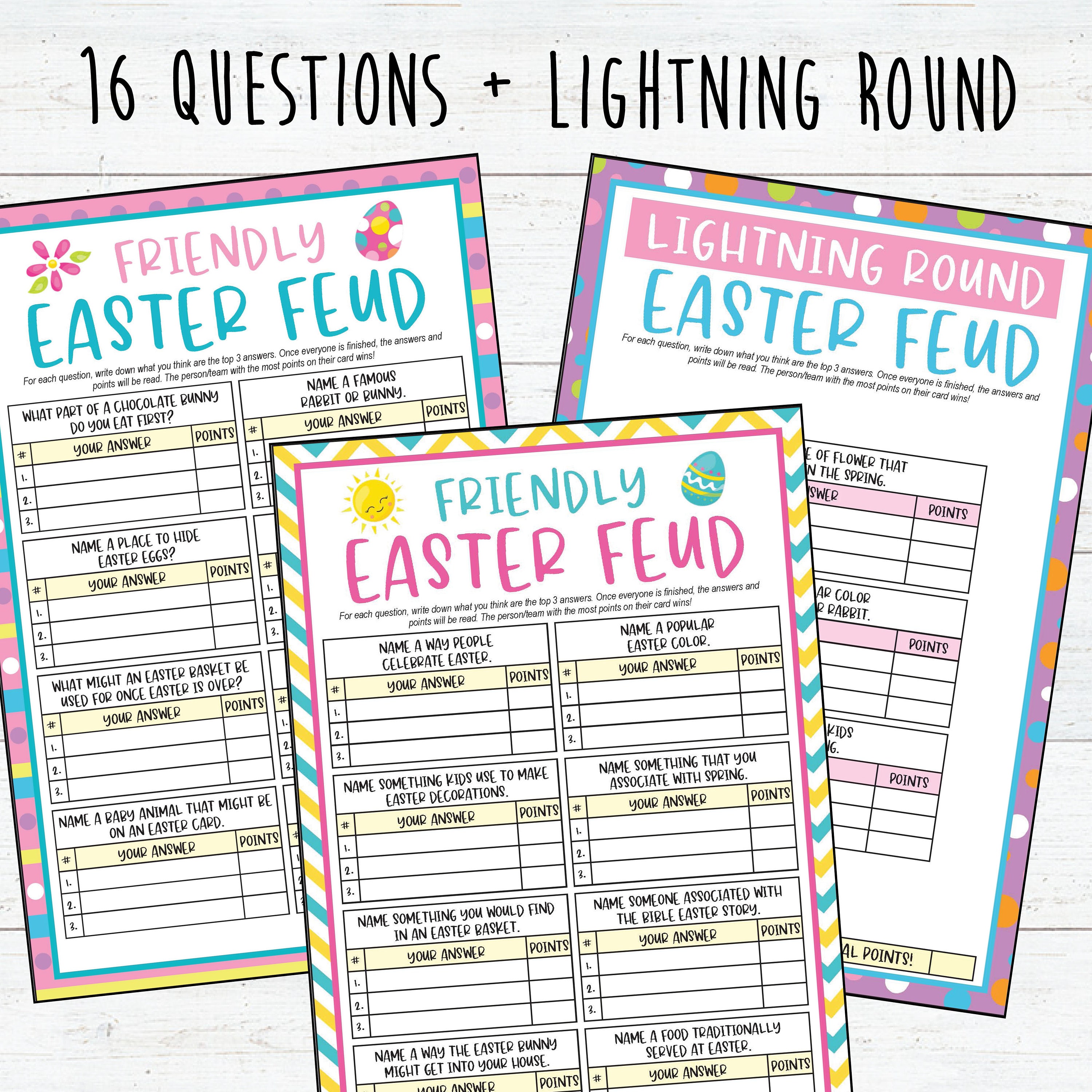 Easter Family Feud Game | Easter Printable Games | 16 Questions and ...