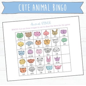 20 Cute Animal Bingo Cards | Instant Download and Print | Bingo Games ...