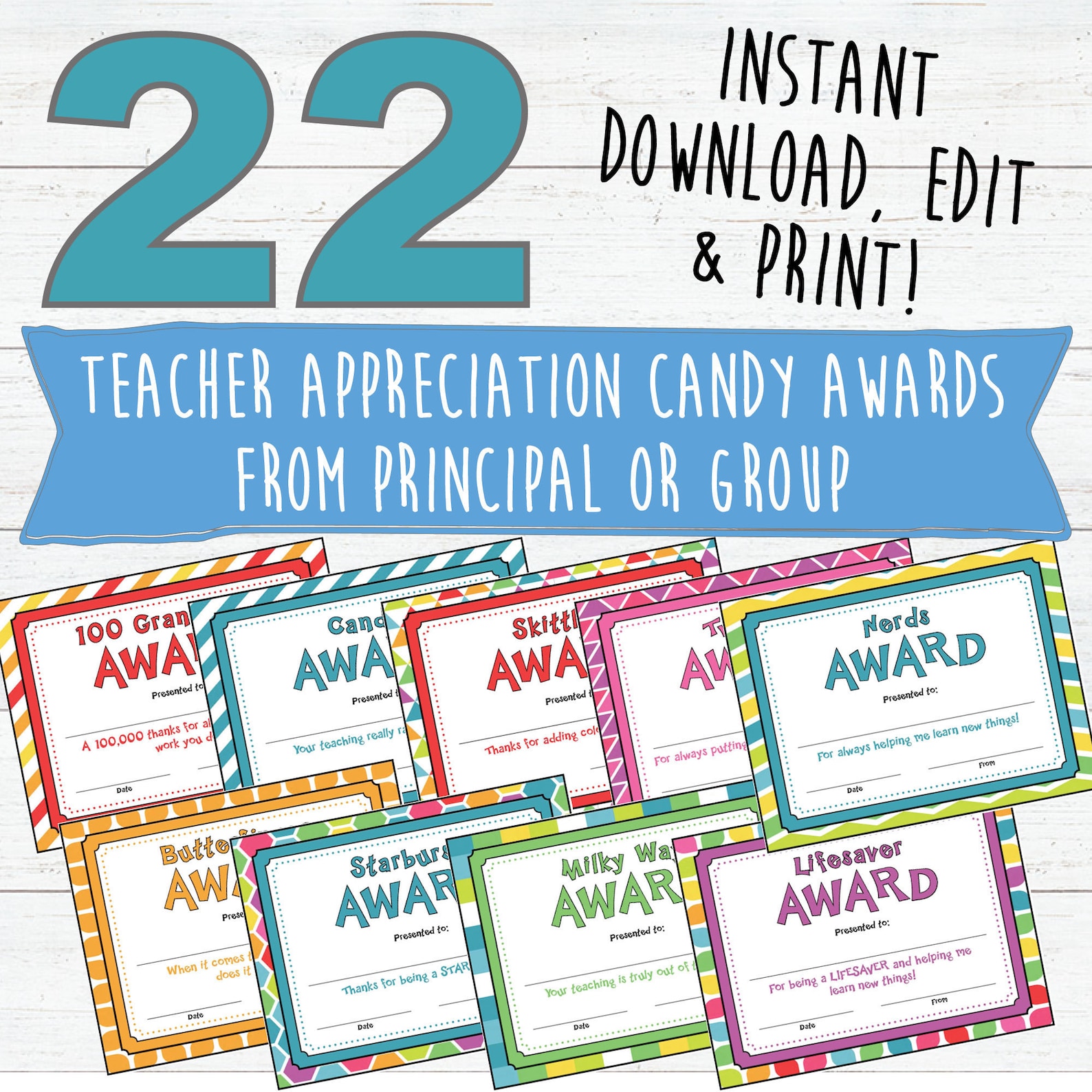 Candy Bar Award Certificates for Teachers | Teacher Appreciation Gifts ...